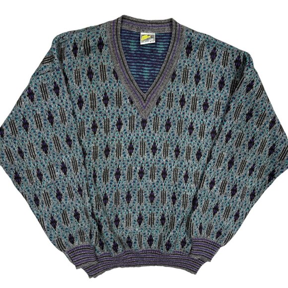 new classic | Sweaters | Vintage 98s Gin Tonic Diamond Pattern Wool ...
